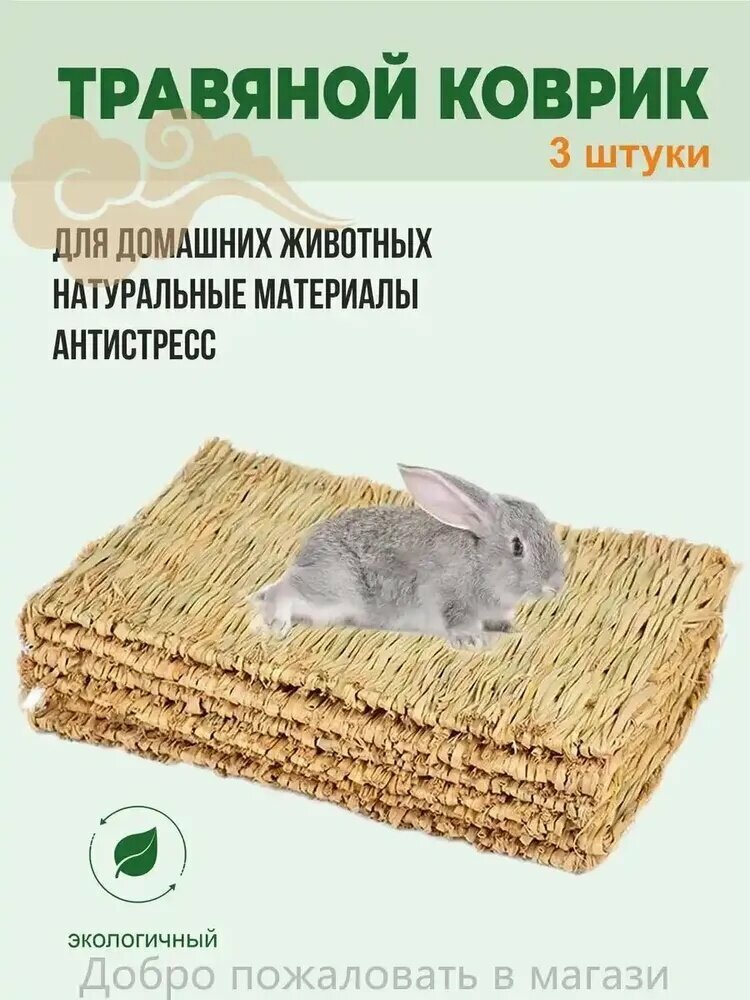 Коврики из соломы, Big Jungle, подстилка для грызунов, игрушки для грызунов и птиц, лежанка в клетку для кролика, сено, 3 шт