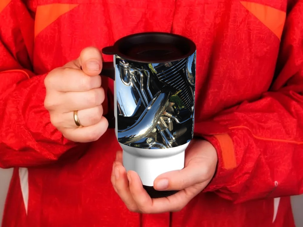 Тремокружка для авто с принтом "Харлей дэвидсон мотор, двигатель, мотор" 0.5 л.