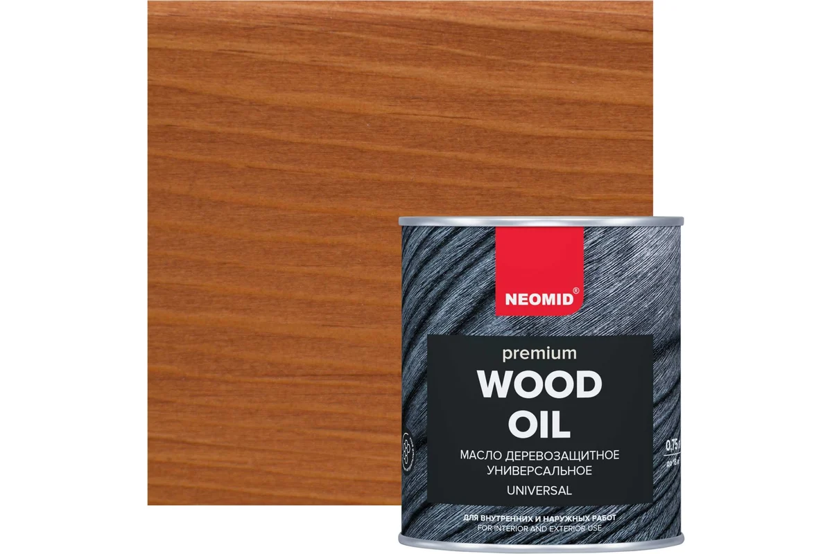 Масло с Натуральным Воском Neomid Premium 0.75л Тик Деревозащитное, Износостойкое для Внутренних и Наружных Работ / Неомид.