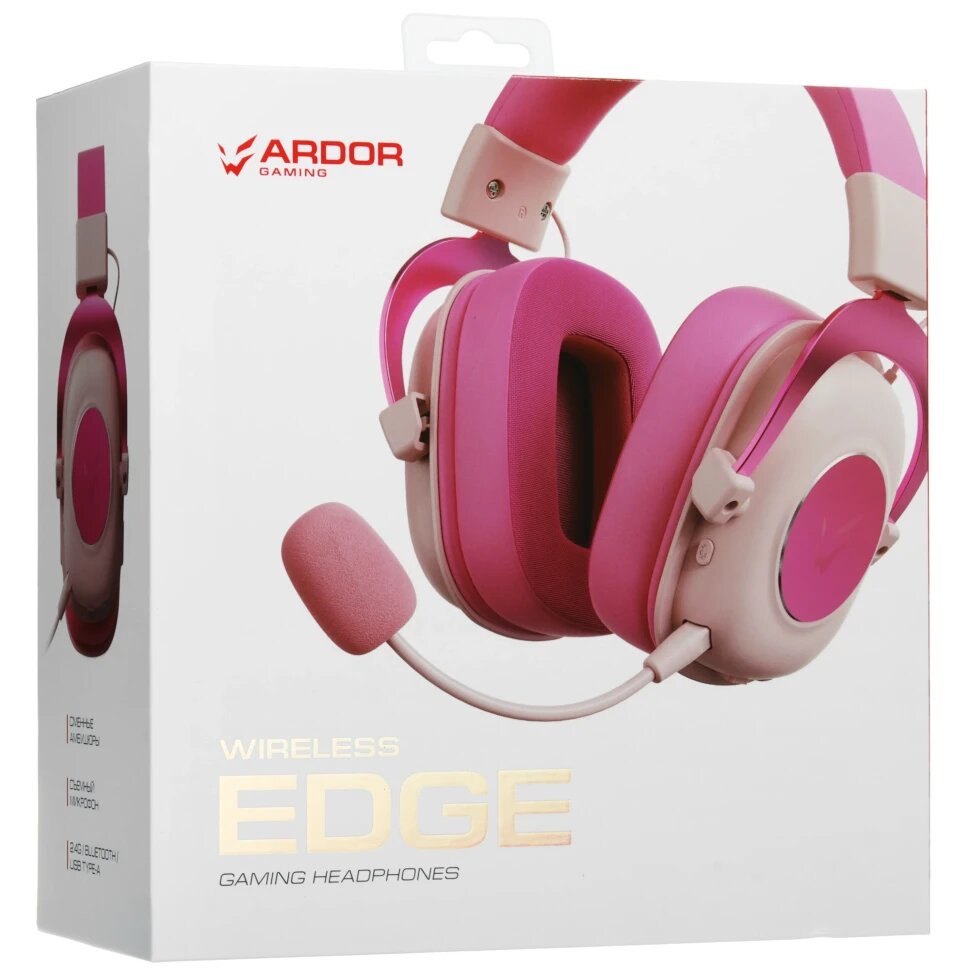 Беспроводные/проводные наушники ARDOR GAMING Edge Wireless, 7.1 Virtual, for PS5, Xbox Series X|S, розовый