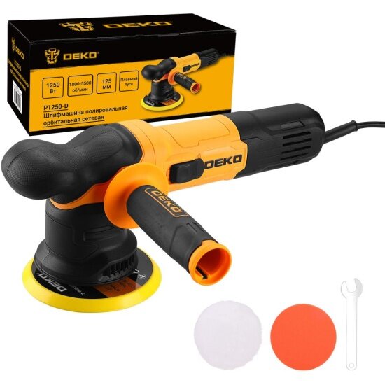 Шлифмашина полировальная орбитальная сетевая Deko P1250-D, 125мм, 1250 Вт (083-1046)