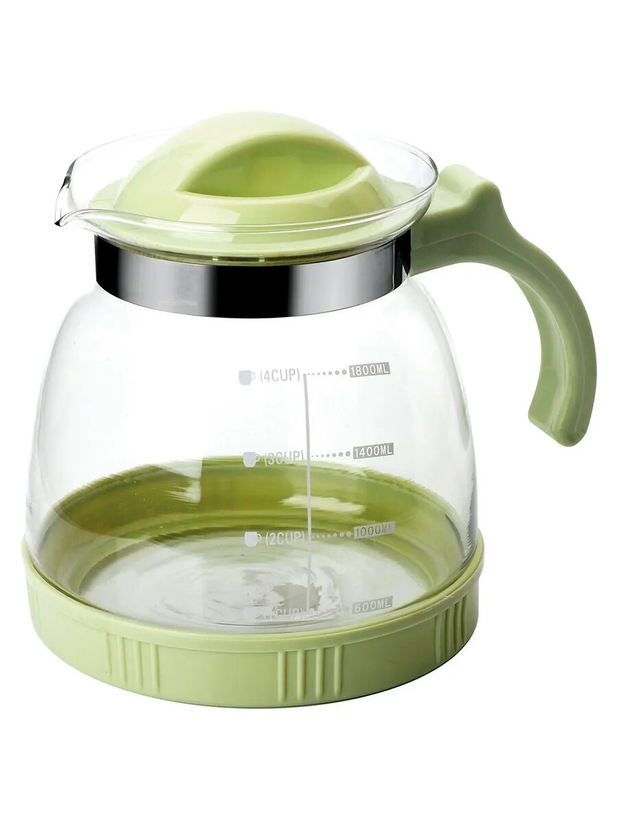 Чайник заварочный Appetite 1.8л, стеклянный, эргономичная ручка, зеленый