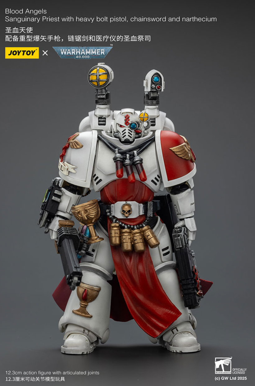 Фигурка JOYTOY Warhammer 40000 Blood Angels Sanguinary Priest with heavy bolt pistol, chainsword and narthecium