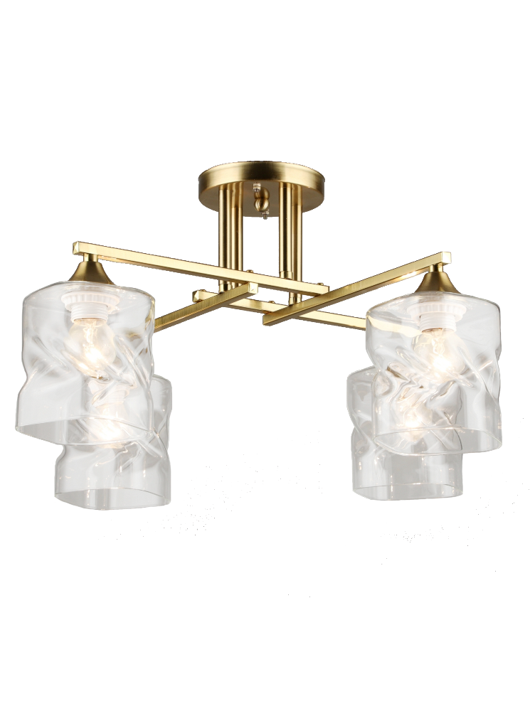 Люстра Престиж медь потолочная с прозрачными плафонами на 4 лампы E27