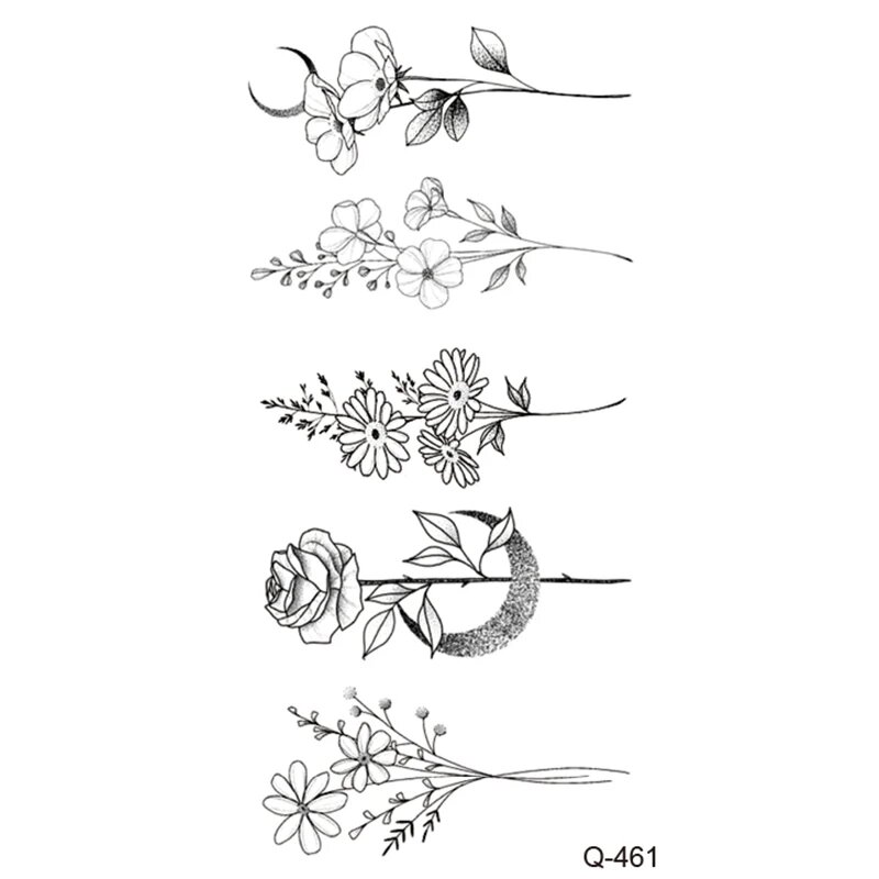 Маленькая временная татуировка, водостойкая черная роза, бабочка, стрела, цветок, крылья, маори, змея, женское искусство, запястье, шея, поддельная мини-наклейка