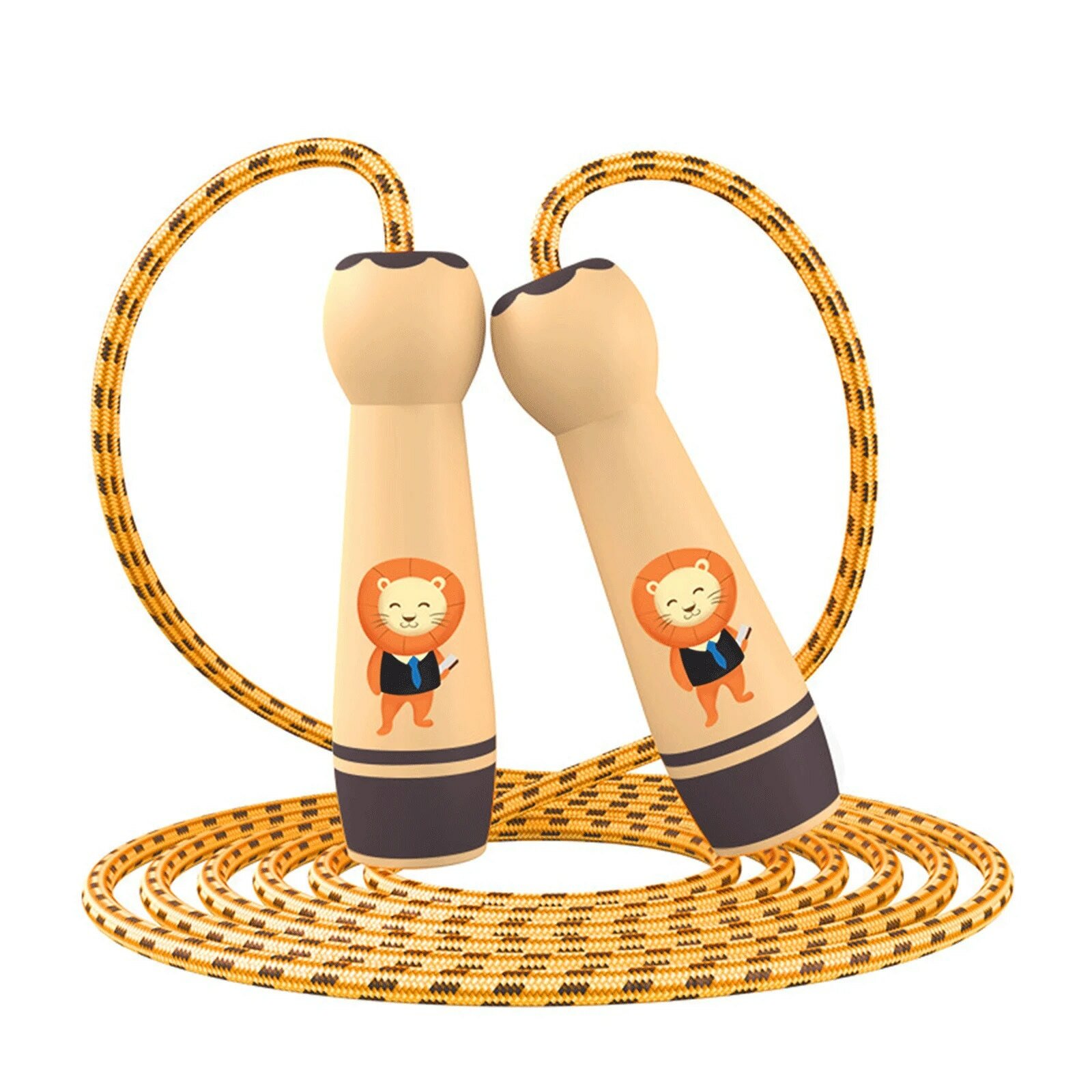 Скакалка детская, желтая, плетеный шнур, 270 см, пластиковые ручки