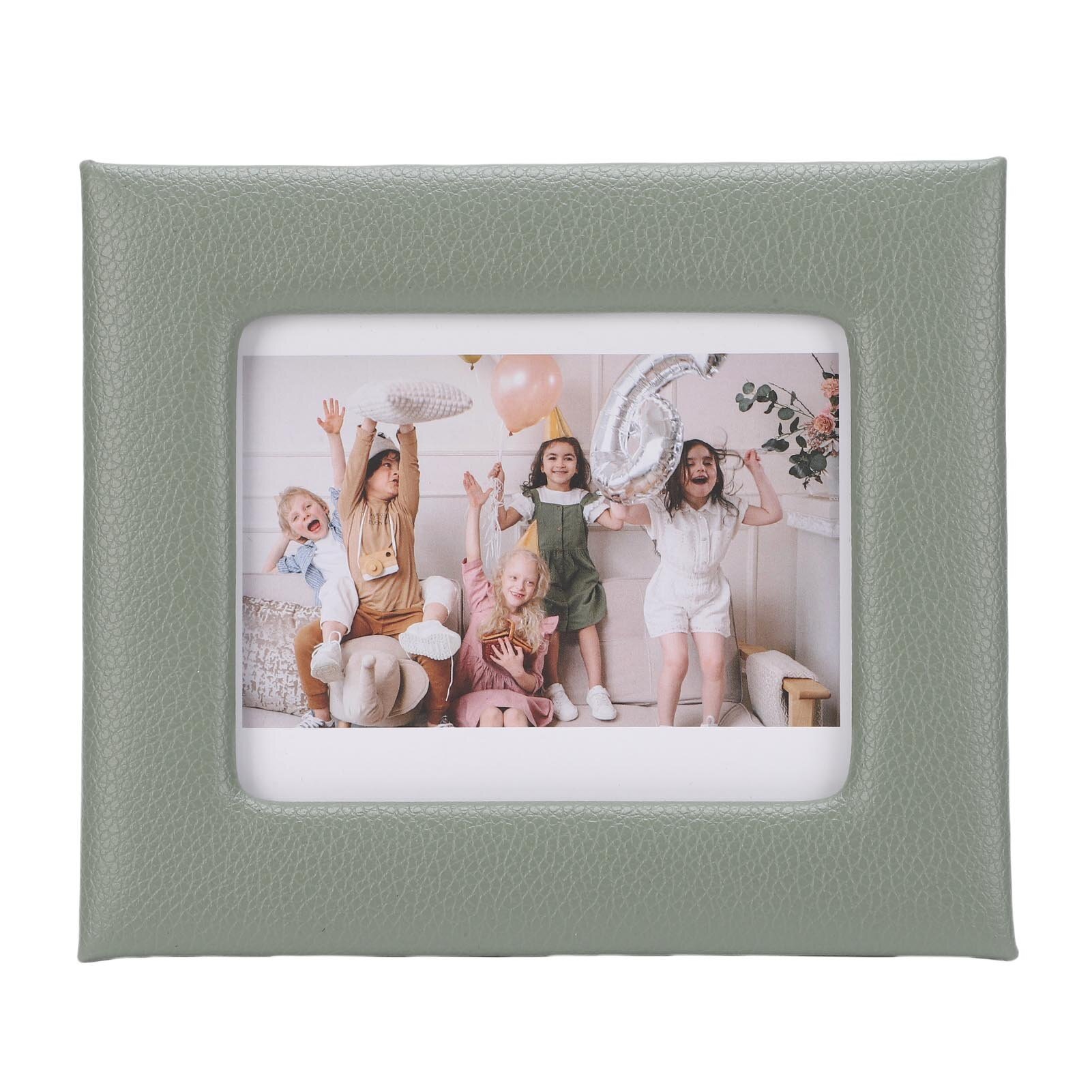 Фоторамка для пленки Instax Wide, из искусственной кожи, настольная, для спальни, гостиной, книжной полки, зеленая.