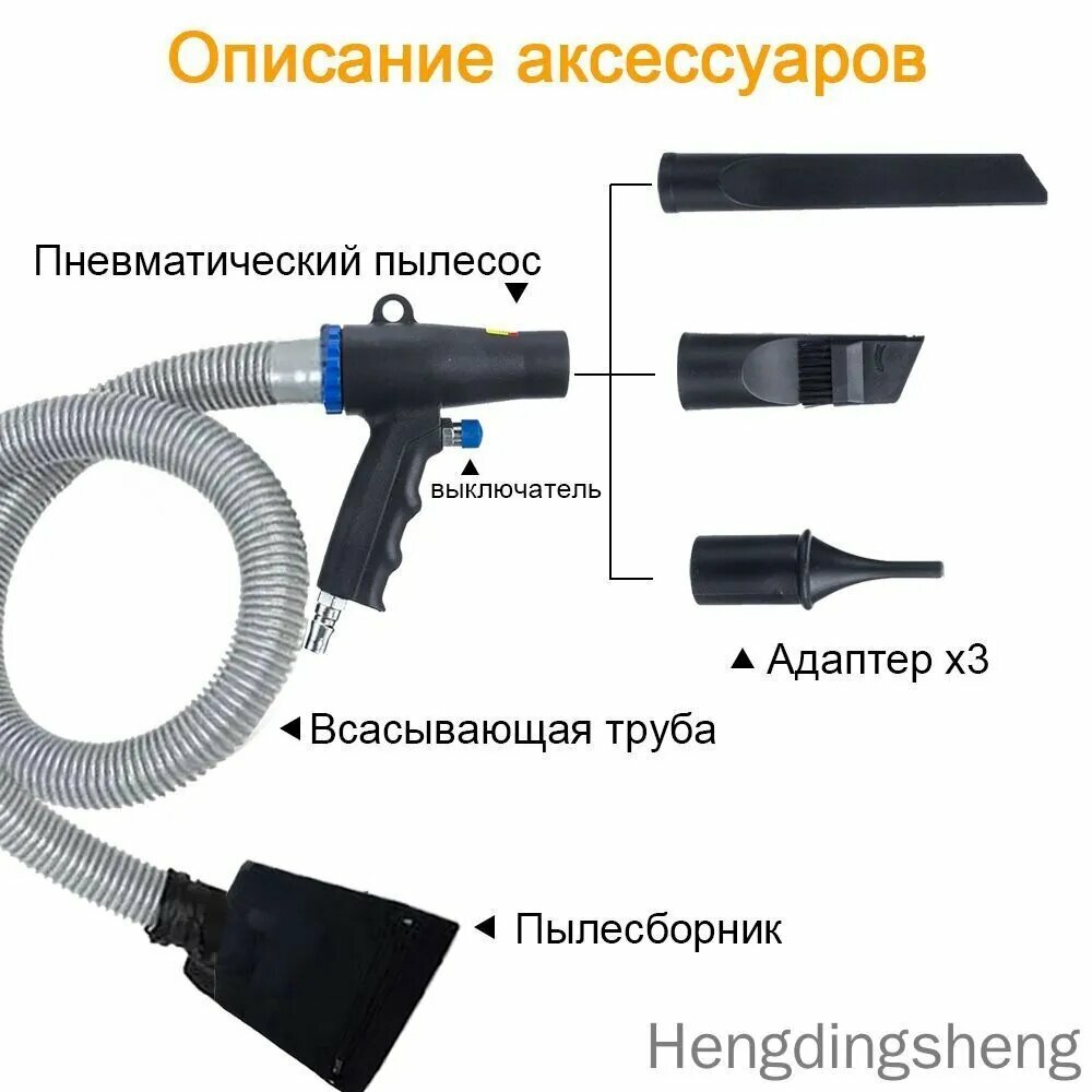 Компрессор для удаления пыли из воздуха бытового пылесоса (пневматическая продувка двойного назначения 2-в-1)