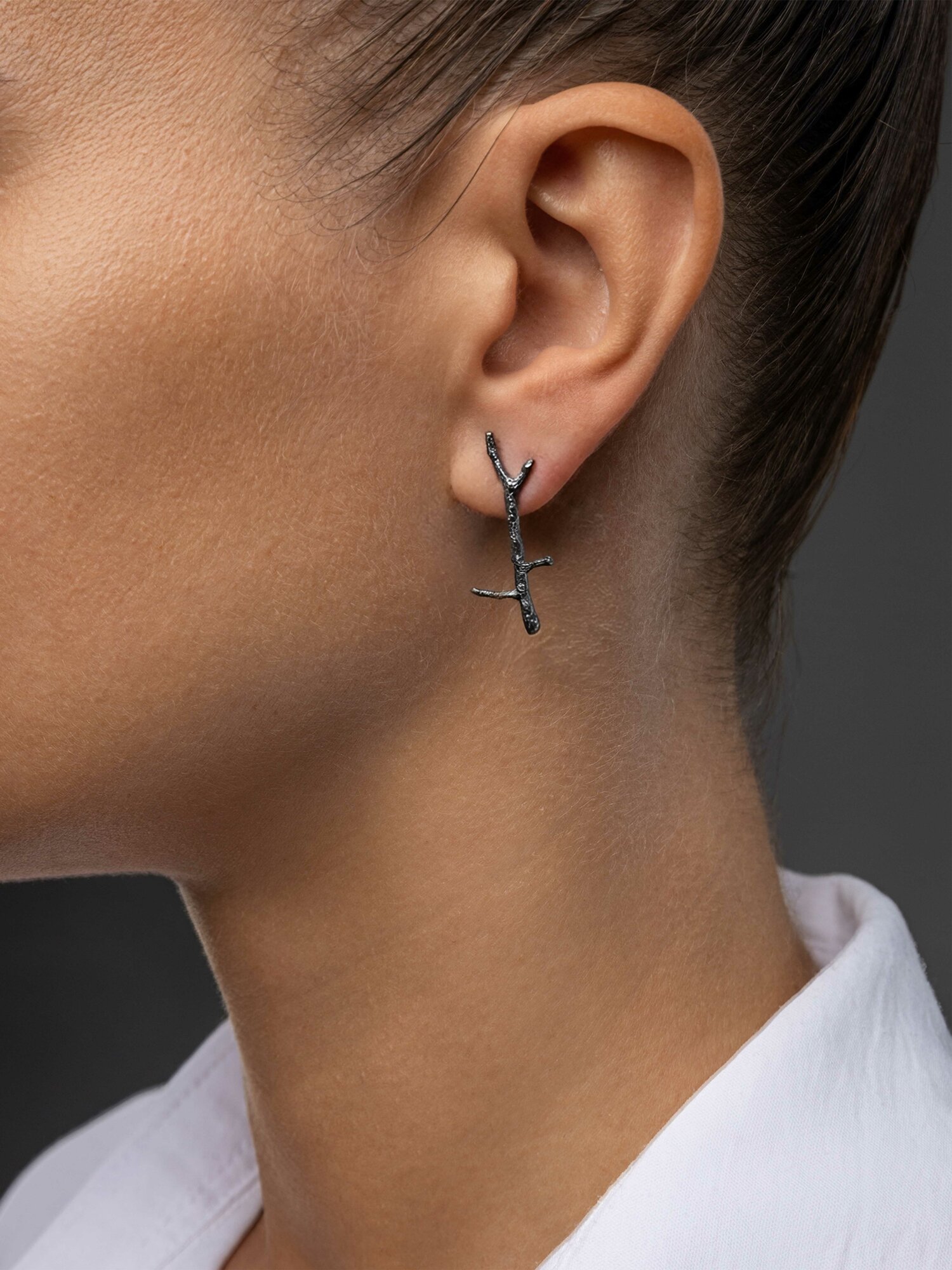 Серьги непарные, серебро, 925 проба, чернение