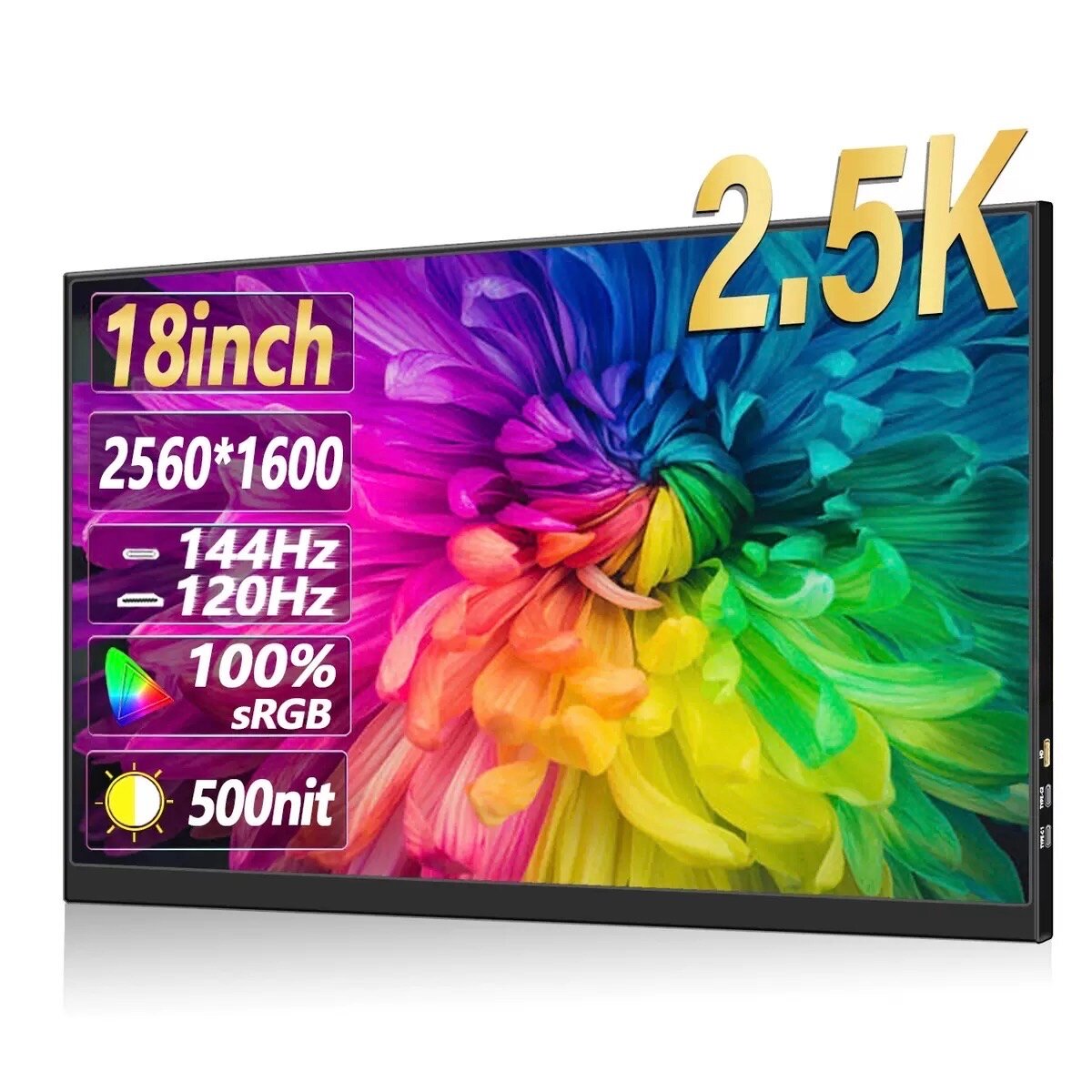Портативный монитор 18 дюймов 2,5 К, 144Гц, 8 бит, IPS