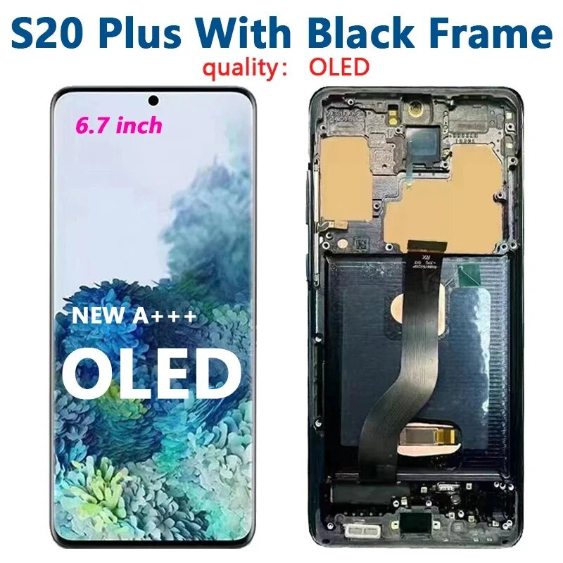 OLED для Samsung Galaxy S20 Ultra Lcd G988F с рамкой дисплея, дигитайзер S20Plus Black frame