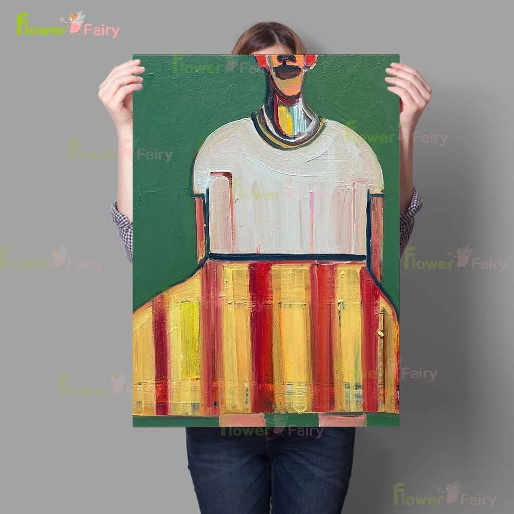 Абстрактный портрет на холсте 21x30см, цвет R