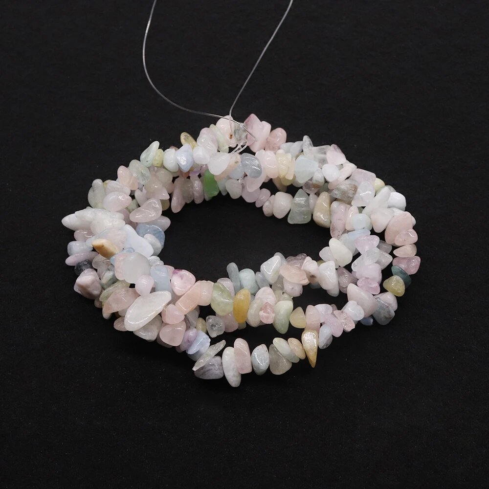 Натуральный морганит, гравийная бусина, нерегулярный полудрагоценный камень, свободная бусина, ожерелье ручной работы, ювелирный аксессуар, 1 нить