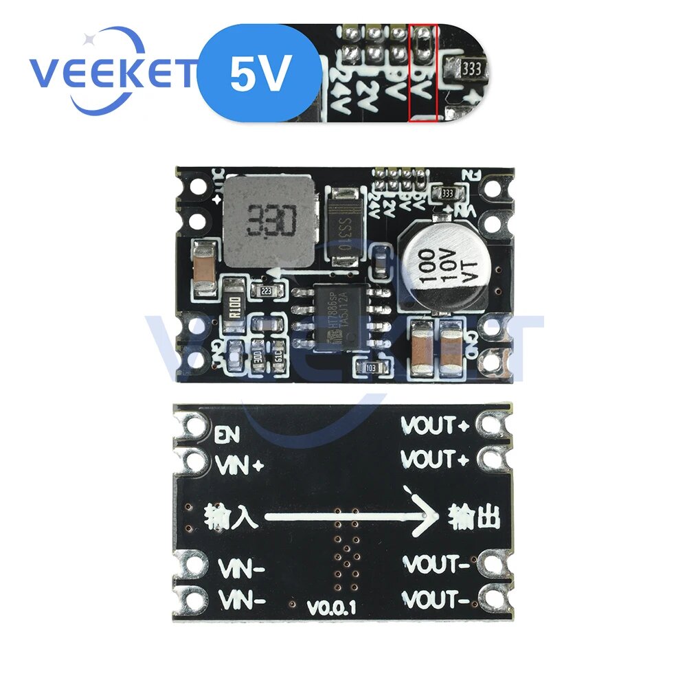 5V VEEKET Модуль понижающего преобразователя 7-100В