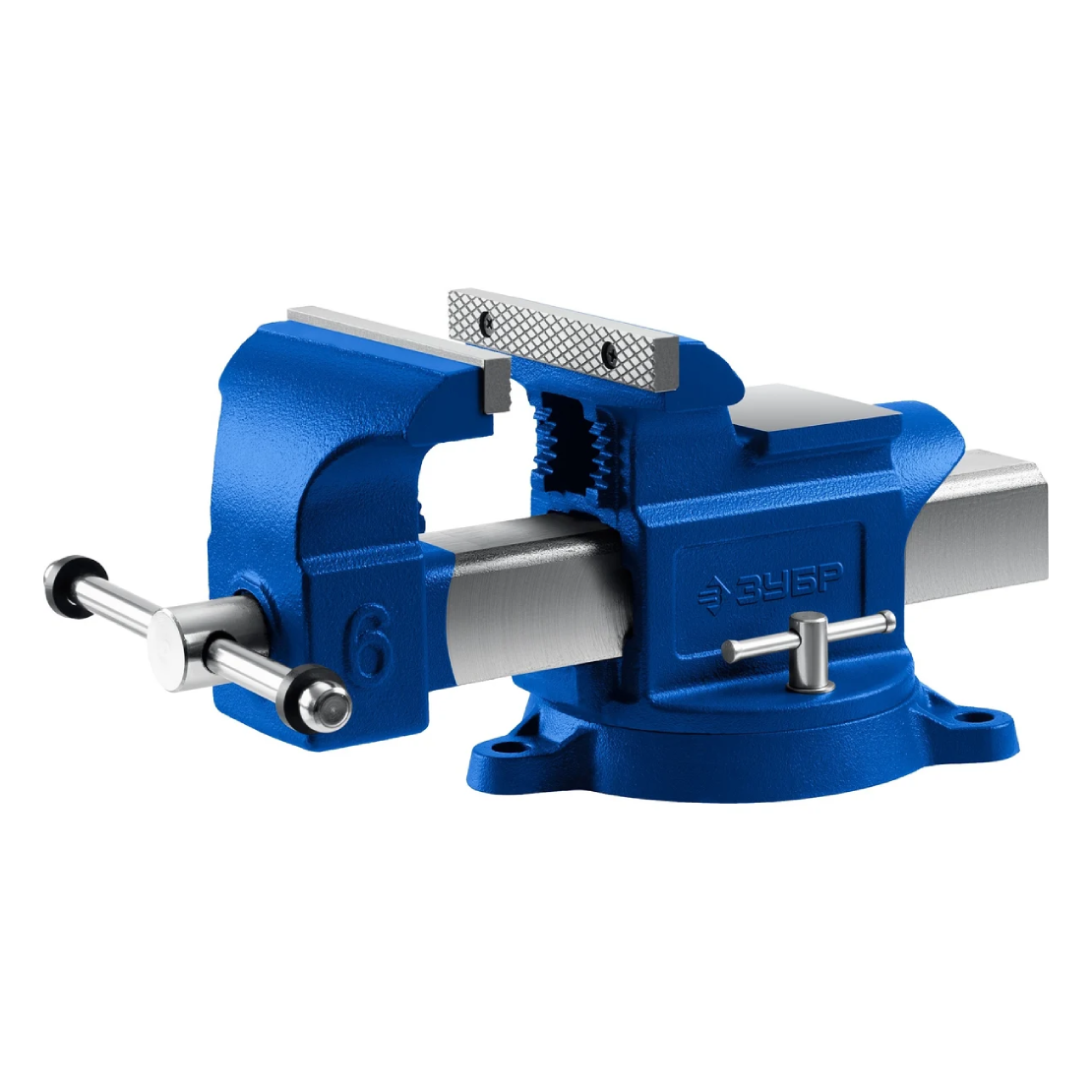 Слесарные тиски ЗУБР Профессионал 32703-150/ 32703-150_z02, ширина губок 150 мм, чугун, синий