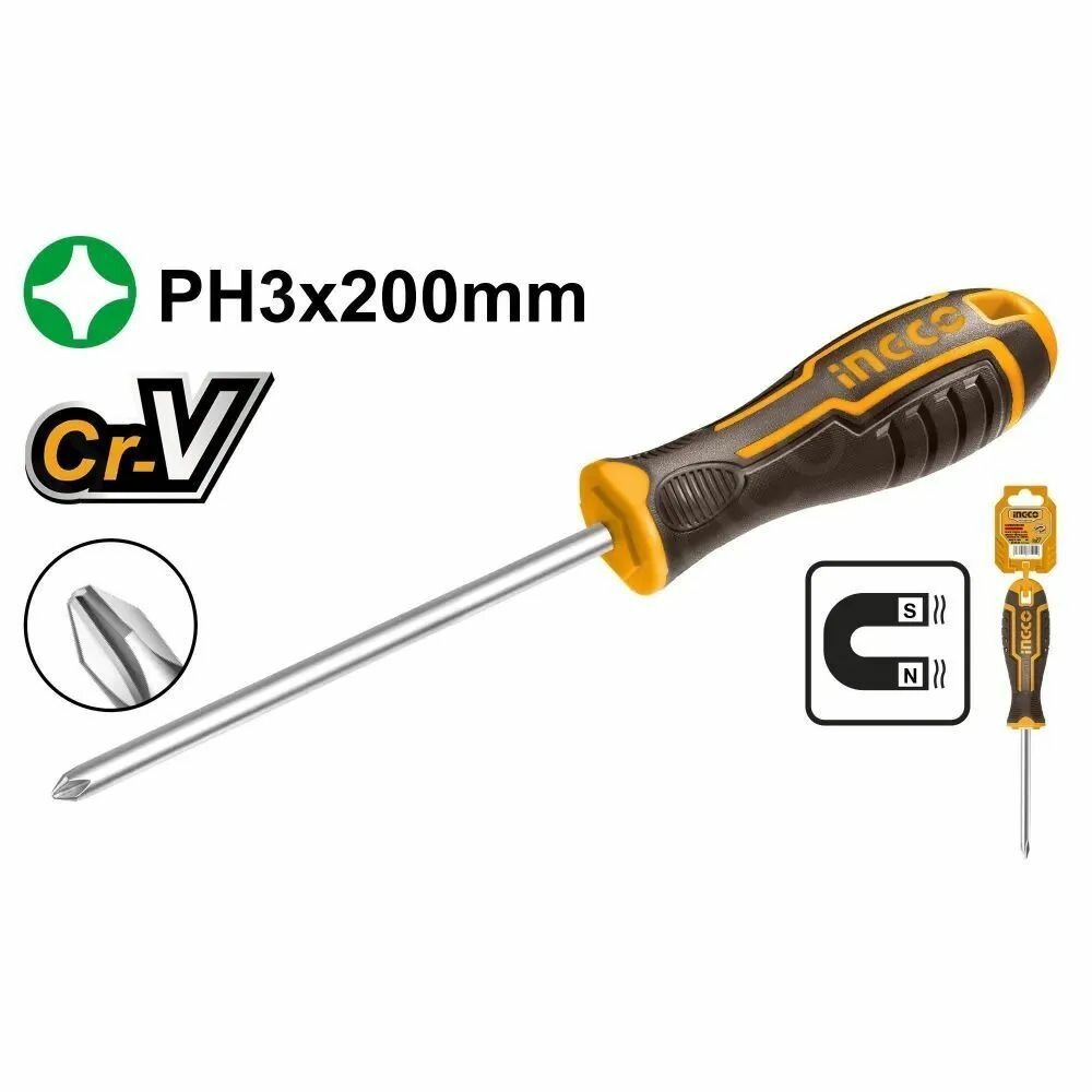 Отвертка крестовая PH3 x 200 INGCO HSDSPH3200