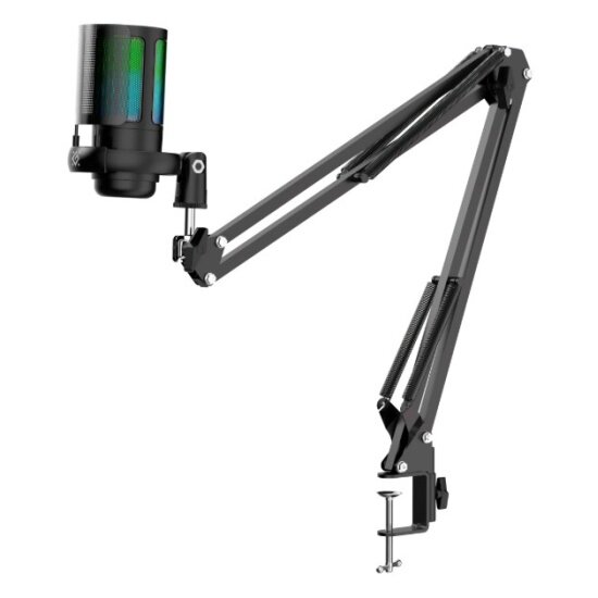 Игровой стрим микрофон Defender Space GMC 550 USB, RGB, стойка, провод 1.8 м