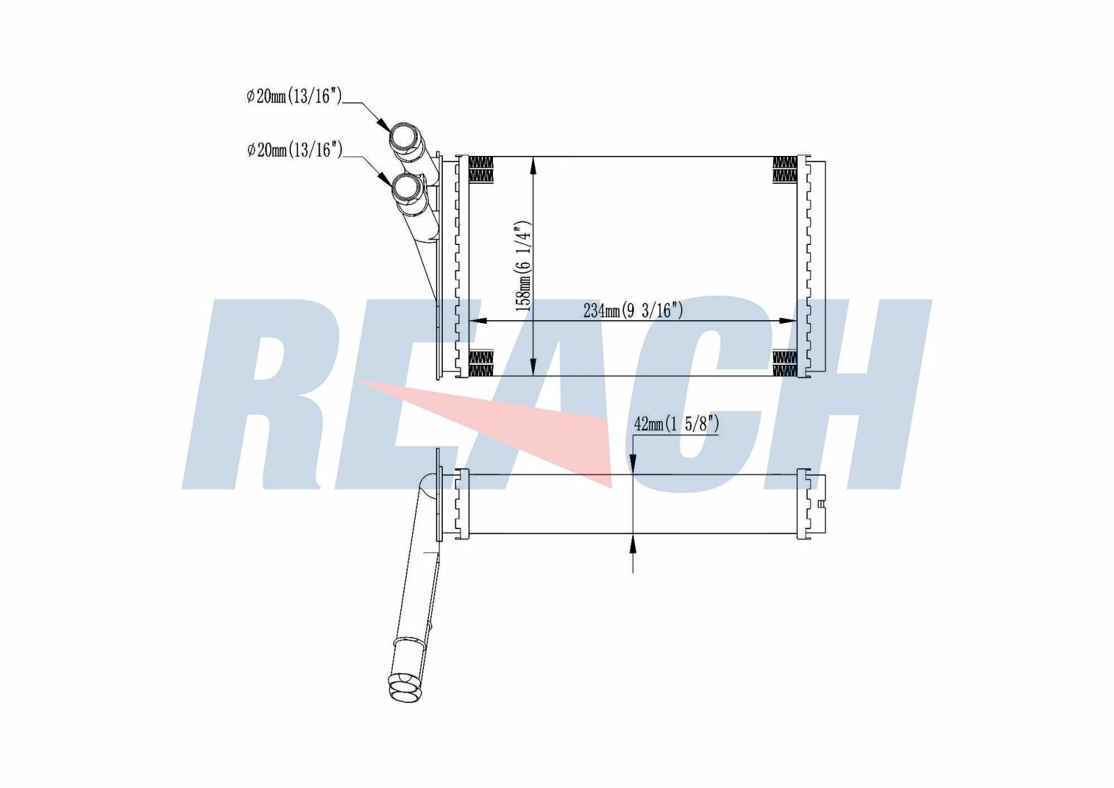 Радиатор отопителя REACH 1.18.15026 Audi 80, 90 B4 91- S2 1991-