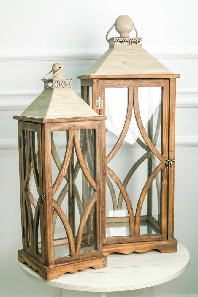 Набор подсвечников-фонарей ясеневые домики, дерево 35-50 см, 2 шт, Boltze 2020383