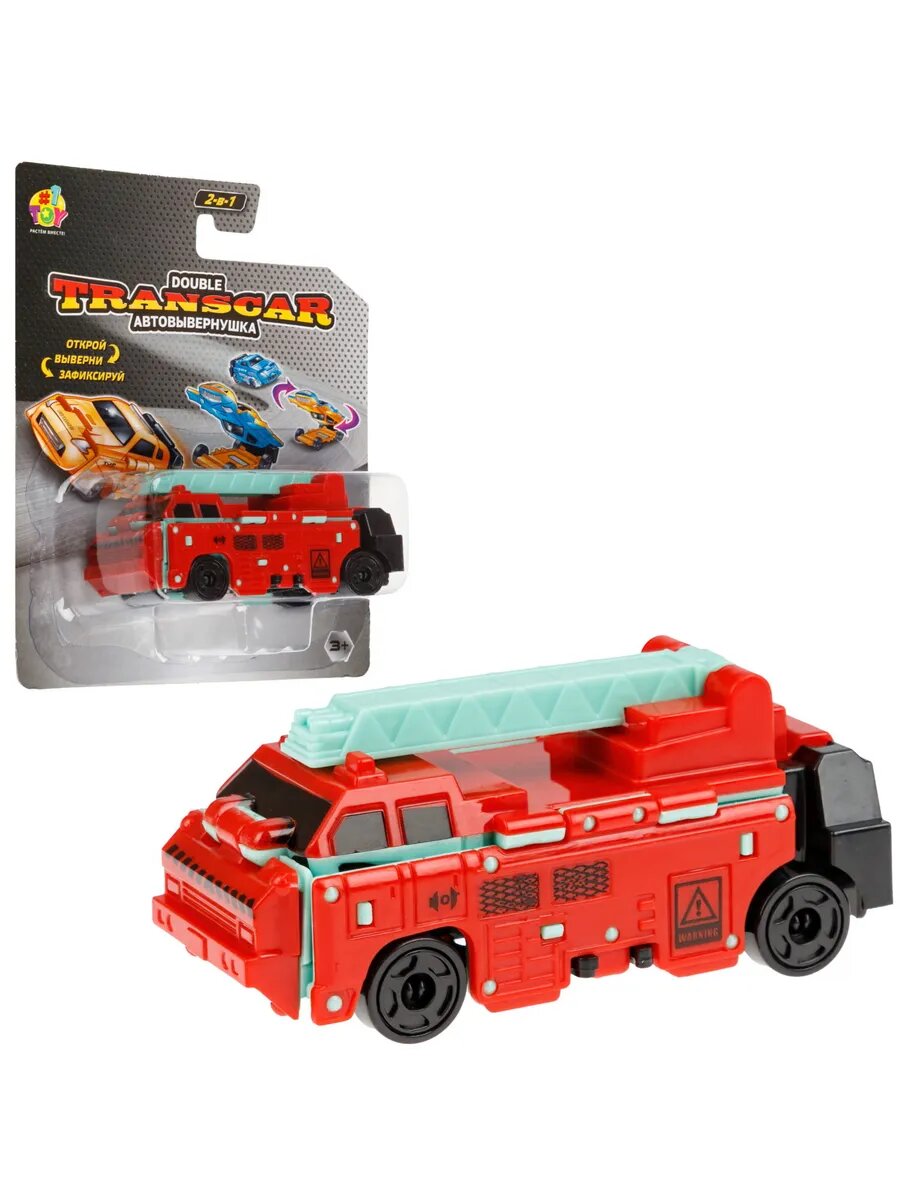 Машинка 1 TOY "Автофургон-Автокран", 2 в 1, 8 см, в блистере, зеленая/красная