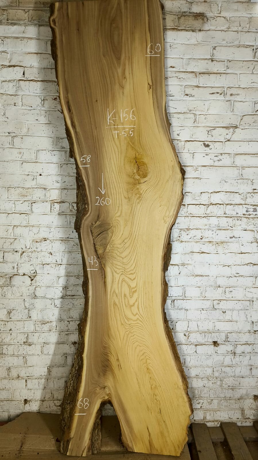 Шпальтовый слэб дерева Карагач К156, выровнен в плоскости, влажность 8-10%