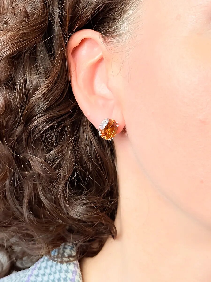 Серьги, серебро, 925 проба, родирование, сапфир синтетический
