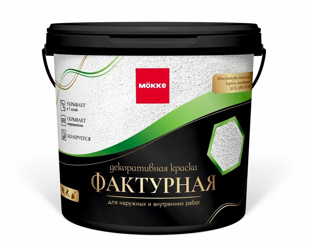 Краска акриловая фактурная мокке 8кг белая