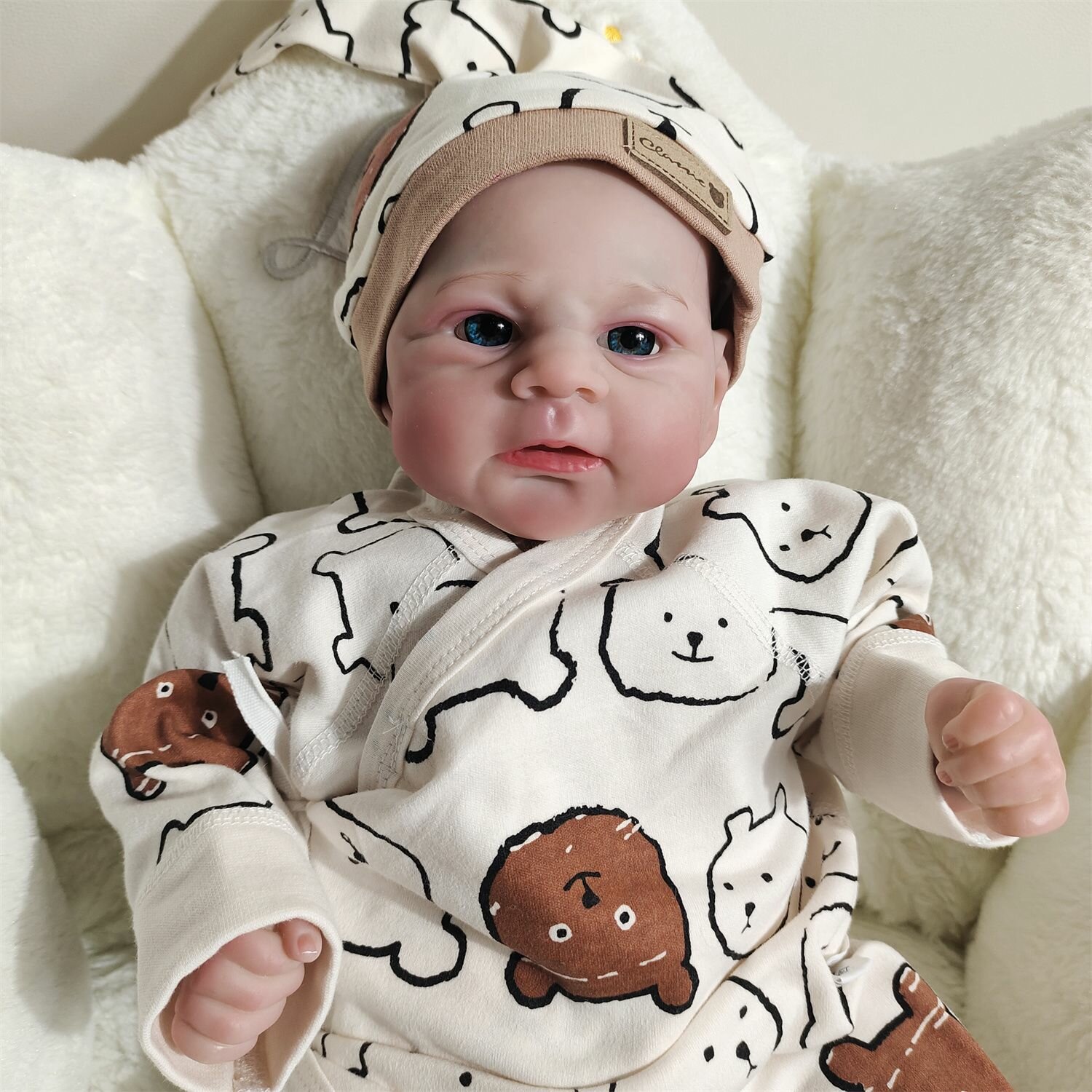 Кукла Реборн NPK из мягкого твердого винила,46 см, Мальчик Малышка, Многослойная 3D роспись кожи