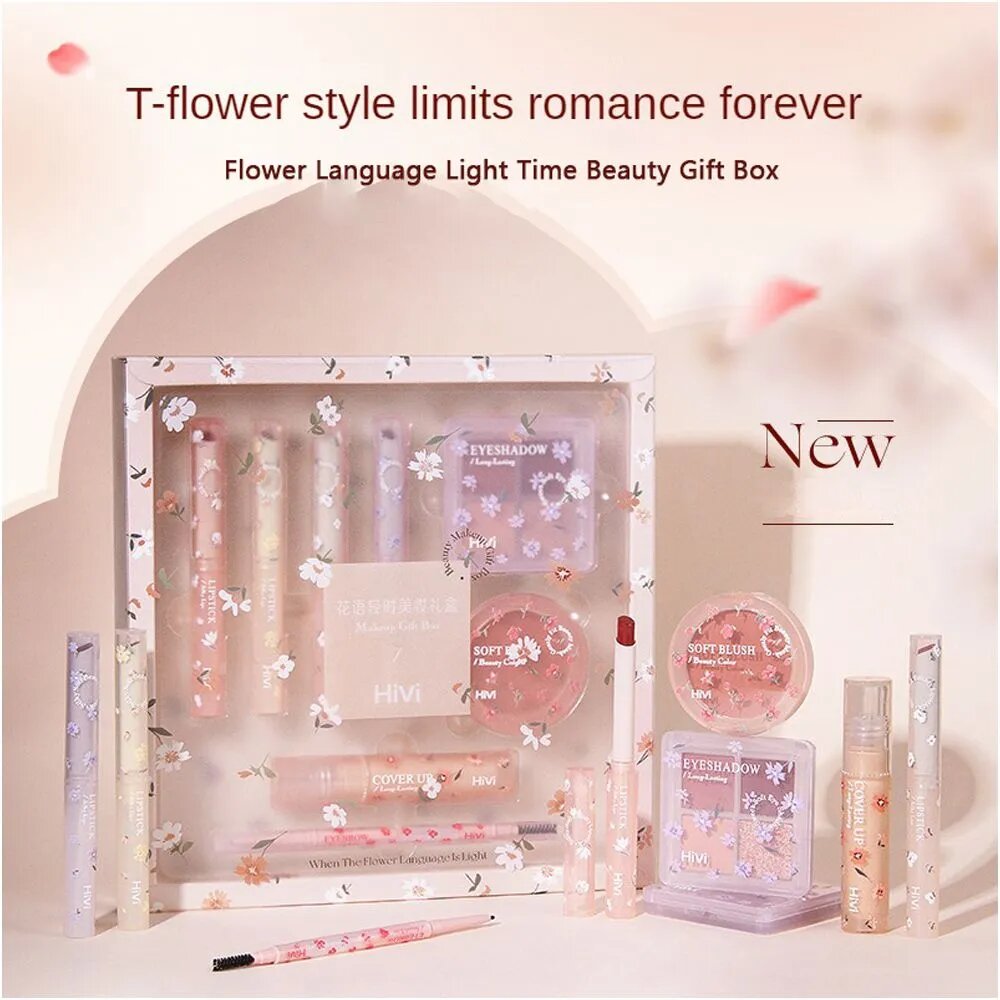 Hivi Набор бархатных губных помад с блеском для губ, 8 предметов Hivi Flower Language Light Time Beauty Gift Box