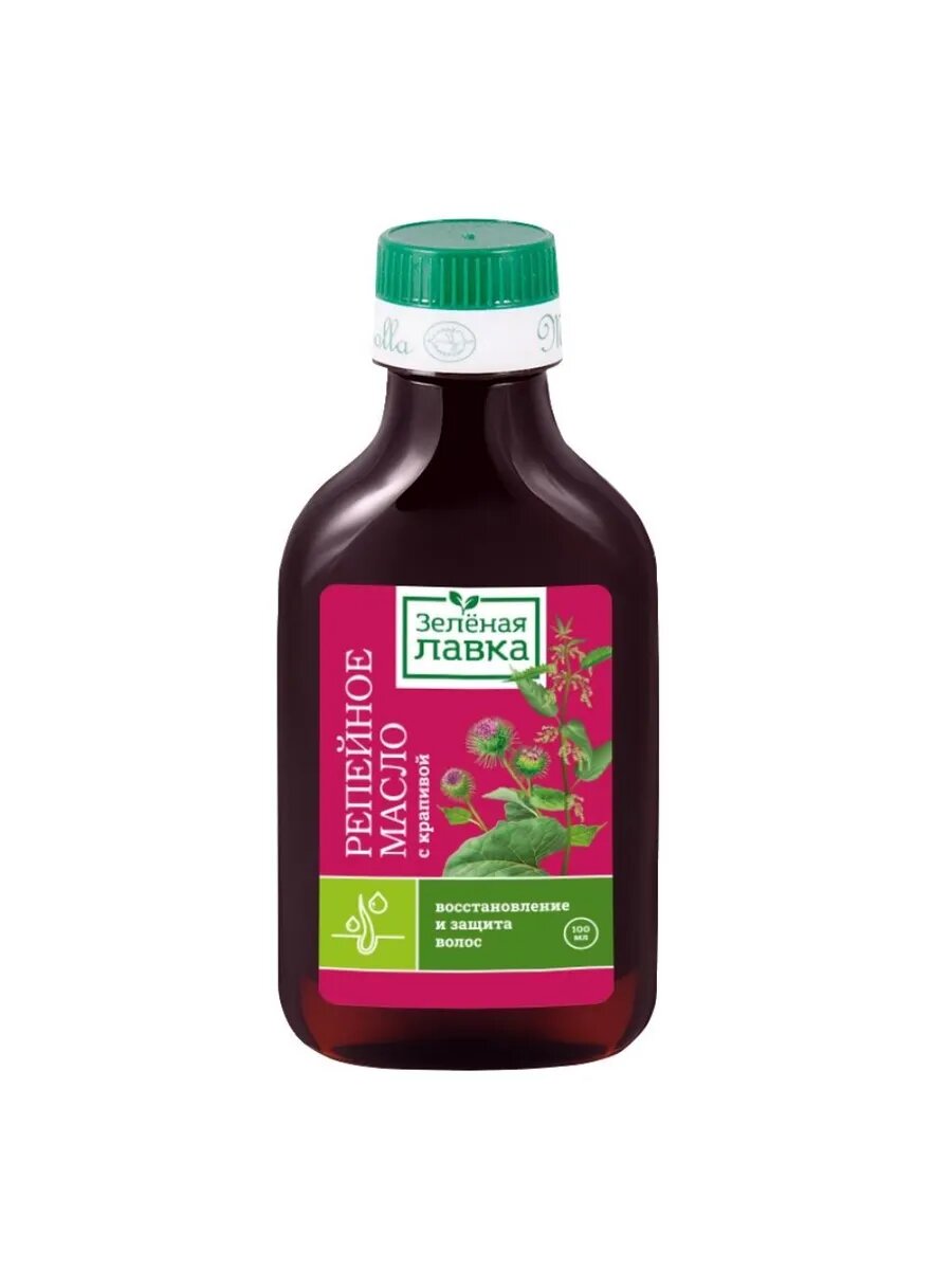 Зеленая лавка Репейное масло, маска для волос, с крапивой, 1