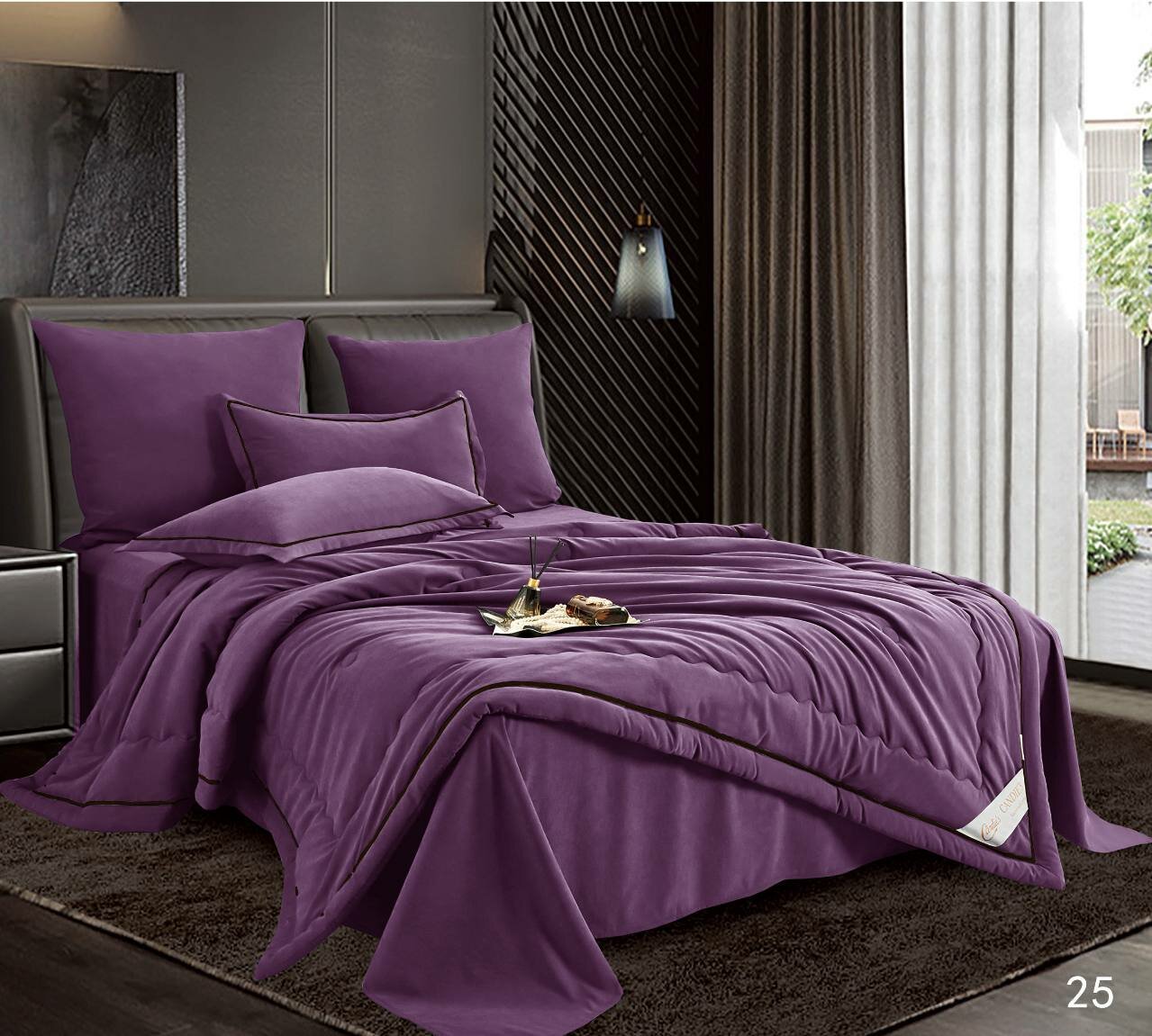 Постельное белье евро Candies с одеялом в подарочной сумке, комплект из 6 предметов, мягкое как бархат,