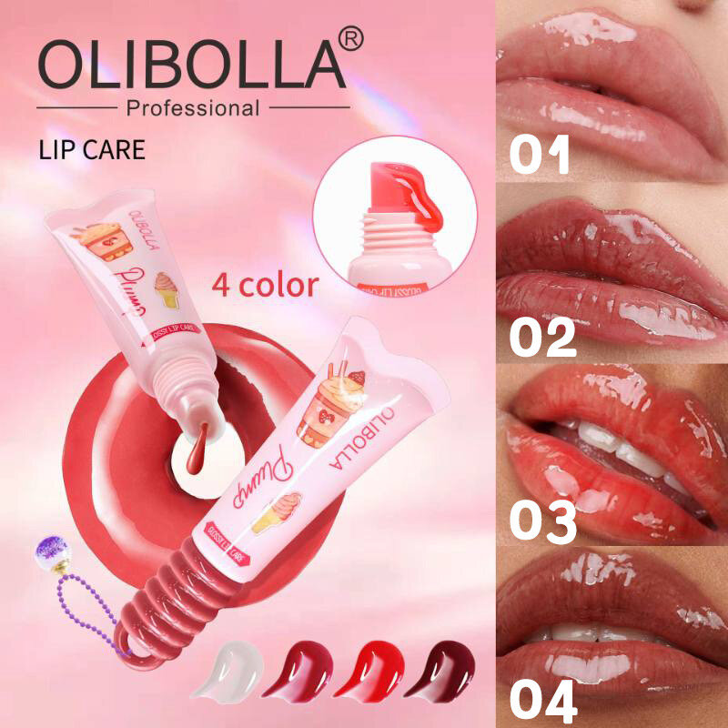 Блеск для губ Olibolla, гелевый, стойкий, красный/коралловый, тон 03