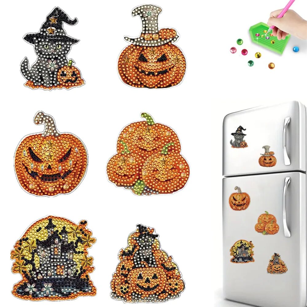 DIY-магнит для холодильника в виде тыквы на Хэллоуин из акрила