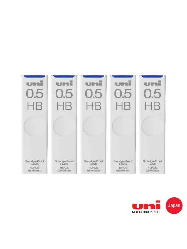 Uni Mitsubishi Pencil Грифель для карандаша 0.5 мм, твердость: HB (Твердо-мягкий), 5 шт.