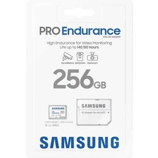 Карта памяти Samsung micro SDXC 256Gb Pro Endurance UHS-I U3 V30 + ADP