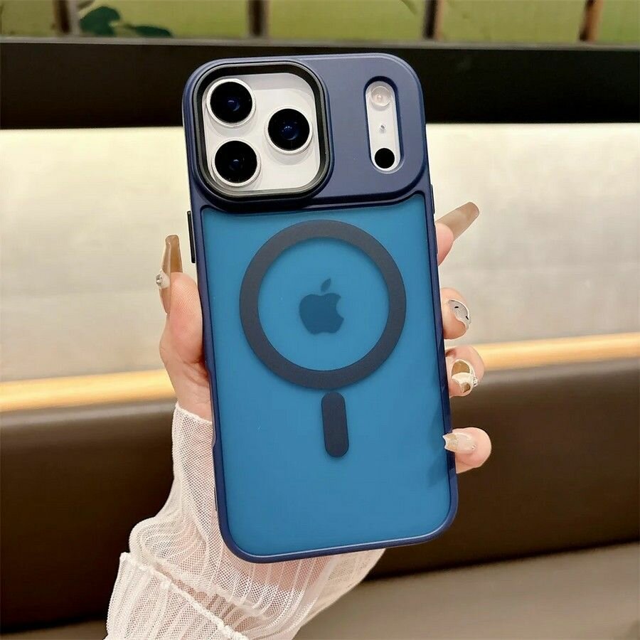 Силиконовая накладка Magsafe с бортом для Apple iPhone 17 Pro Max синий