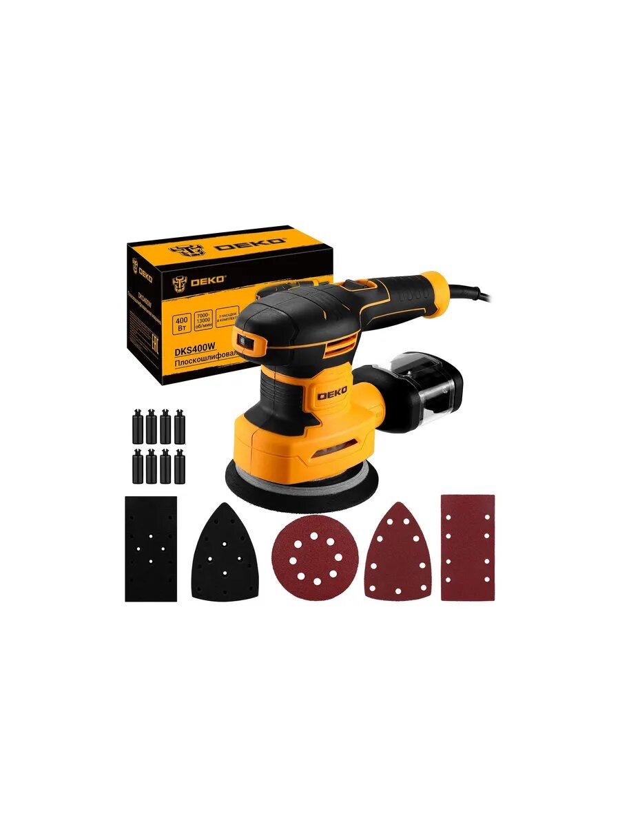 Эксцентриковая машина DEKO DKS400W, (3 в 1) со сменными по
