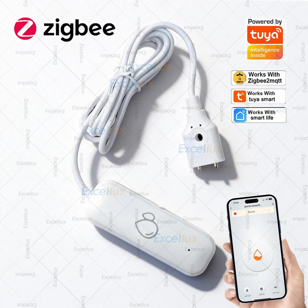 Датчик протечки воды Zigbee, сигнализация об утечке воды для кухни/ванной, требуется шлюз для Tuya Smart Life Z2M