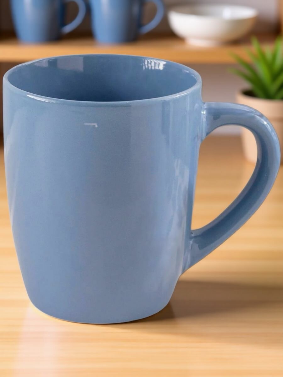 Кружка Керамическая. Подарочная Чашка для чая, кофе, какао, супа. Стакан для холодных и горячих напитков для 1 персоны, 1 предмет. Голубая Большая 730 мл.