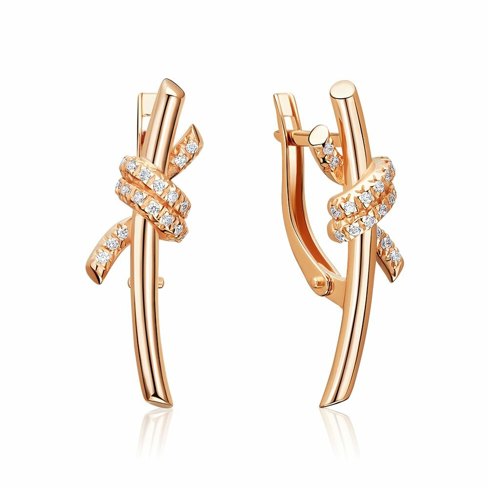 Серьги, красное золото, 585 проба, фианит