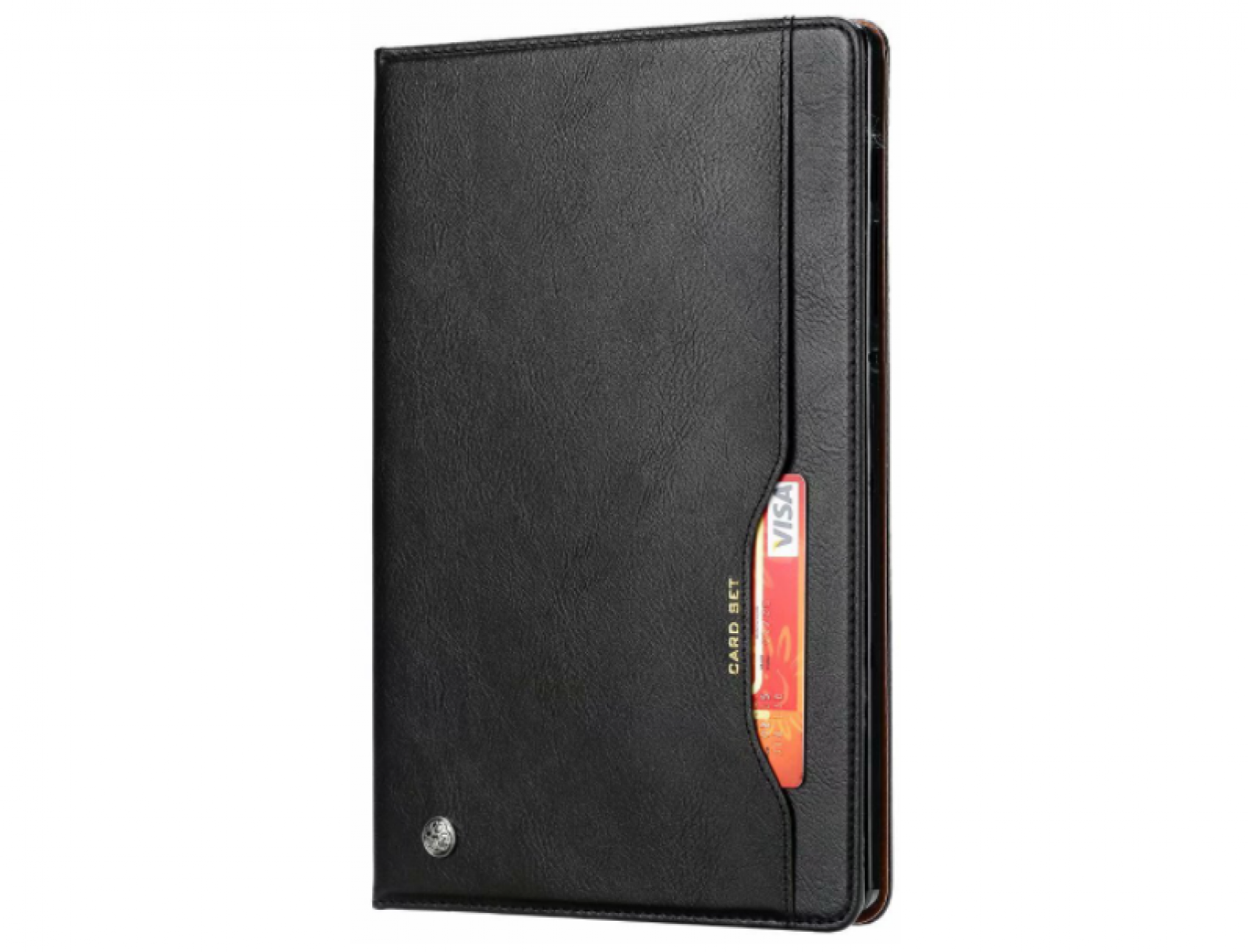 Чехол-книжка MyPads для Samsung Galaxy Tab S7+ и S8 Plus с визитницей, черный, PU кожа