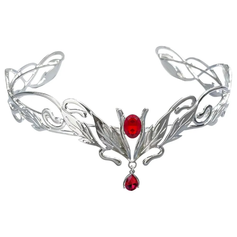 Золотая корона для волос Серебряный, Silver Red 17cm