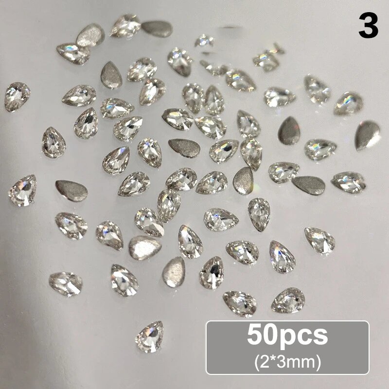 50шт стразы для ногтей, 2*3 мм, цвет P3