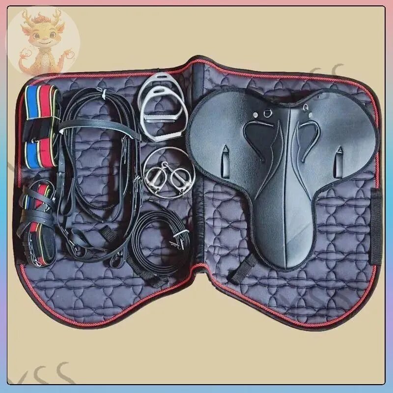 Седло для лошади тренировочное, скаковое, черное и белое, из латекса и ТПУ