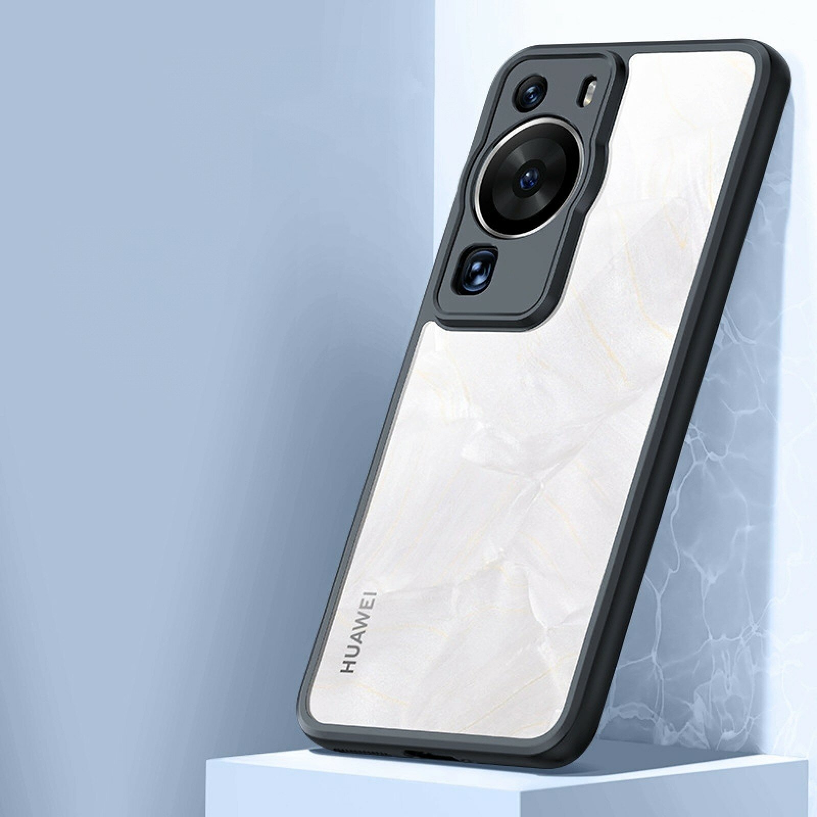 Чехол-накладка MyPads для Huawei P60 и P60 Pro силиконовый с прозрачной задней стенкой и черной окантовкой