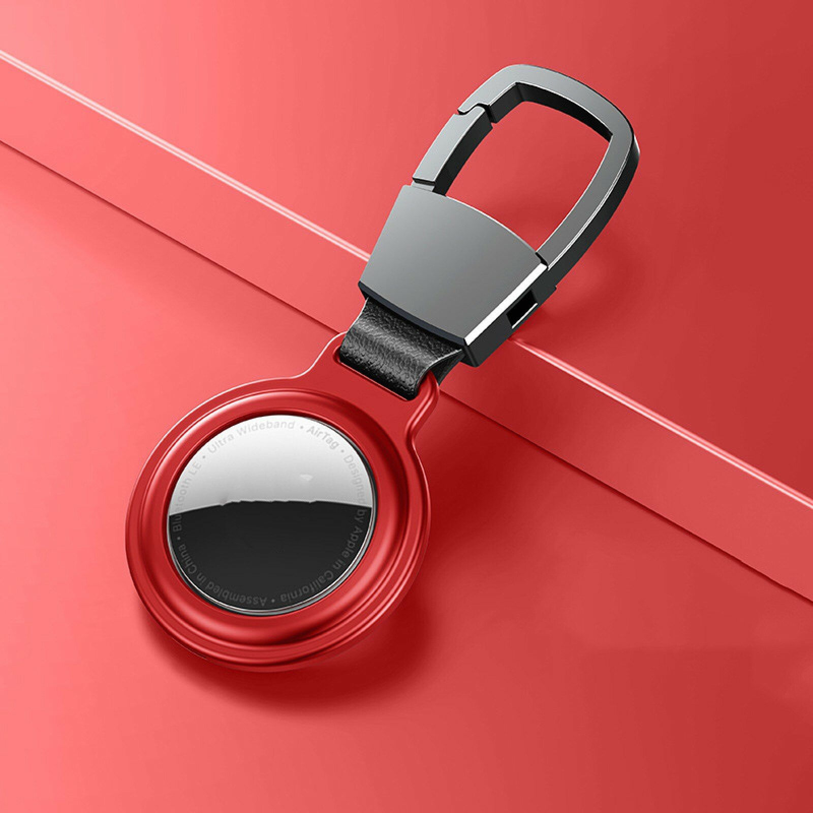 Чехол MyPads алюминиевый с карабином для Apple AirTag красный, противоударный