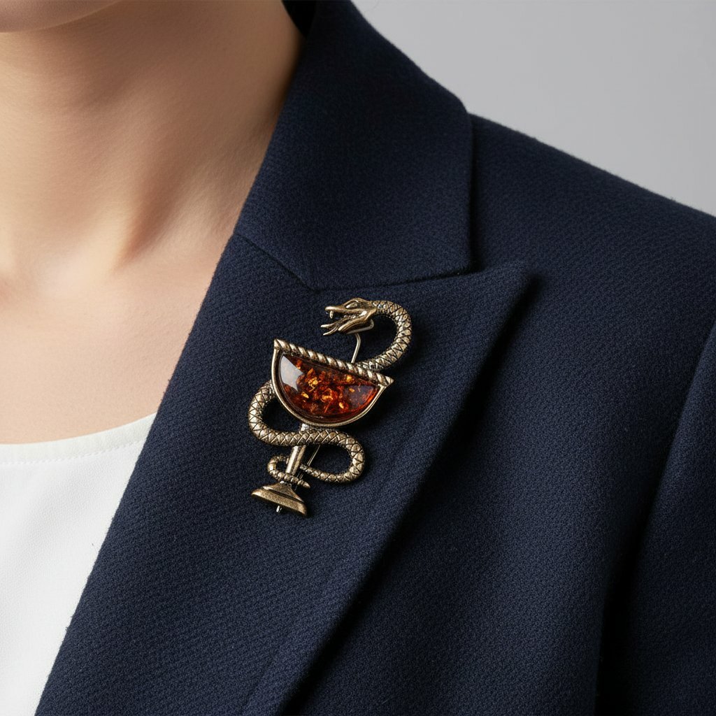 Брошь, янтарь