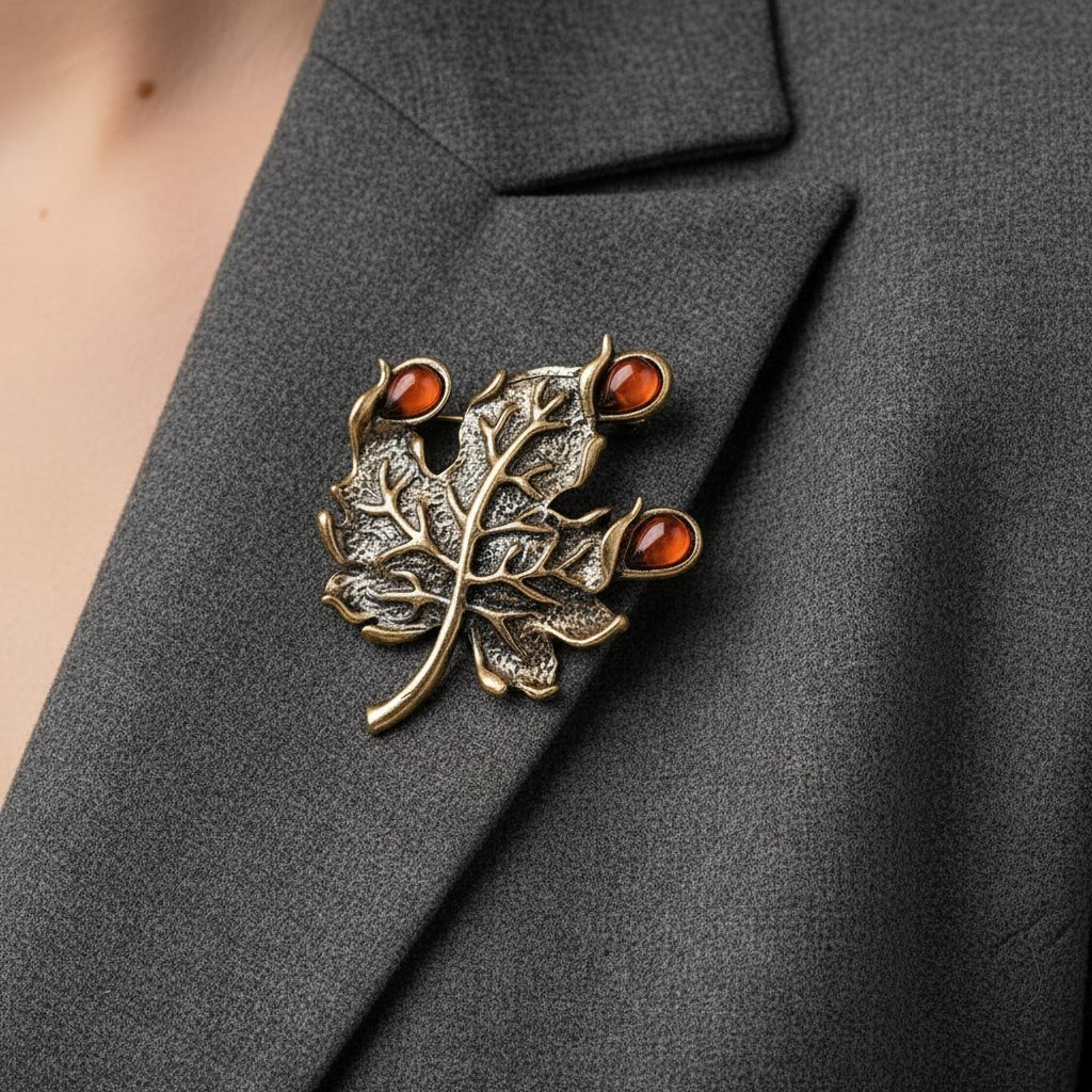 Брошь, янтарь