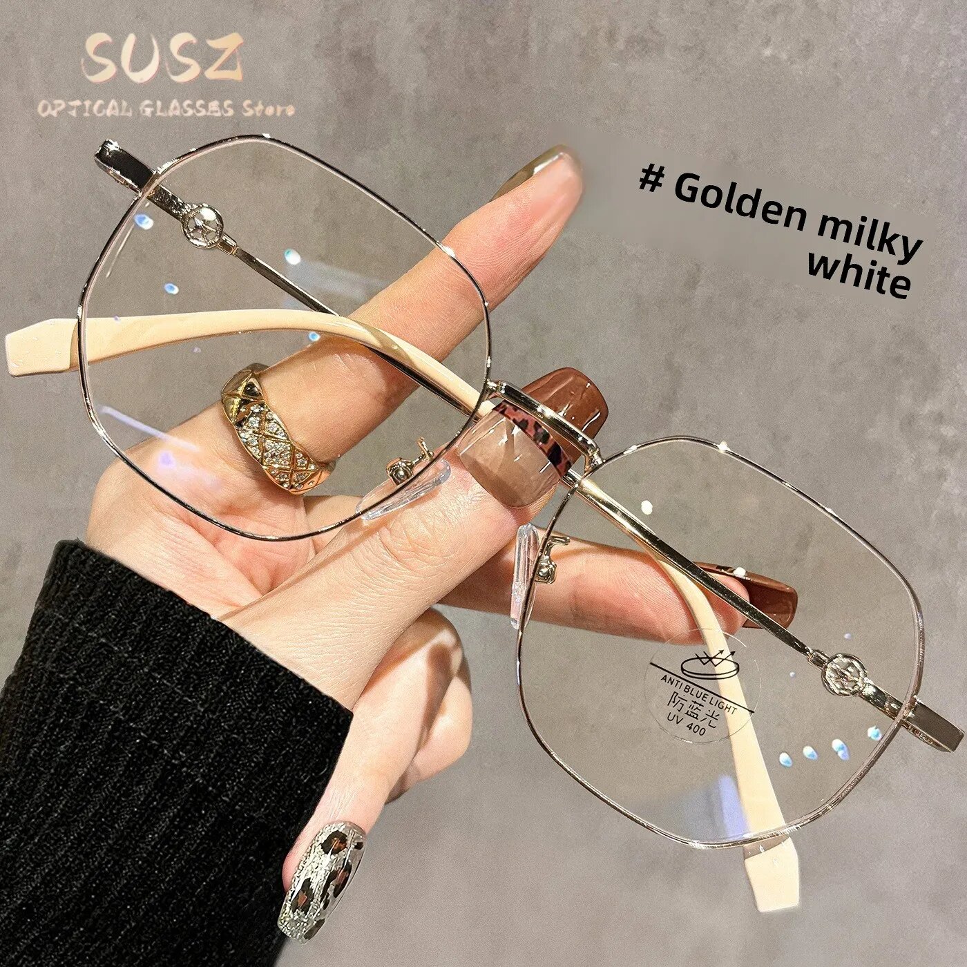 Женские очки SUSZ Milky white c4, Single Vision Custo