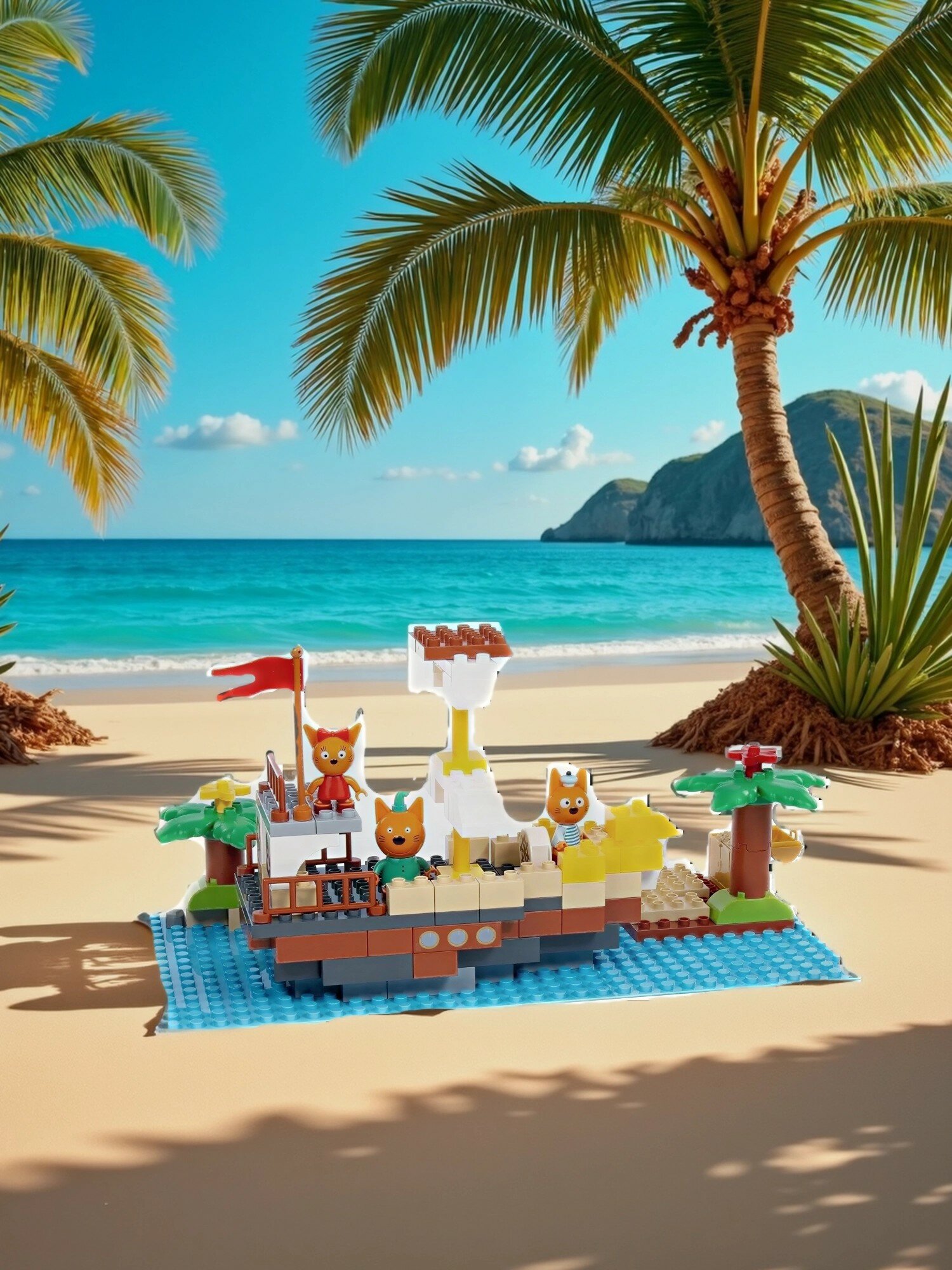 Конструктор Полесье "Макси" - "Три кота. В поисках сокровищ", 112 эл.